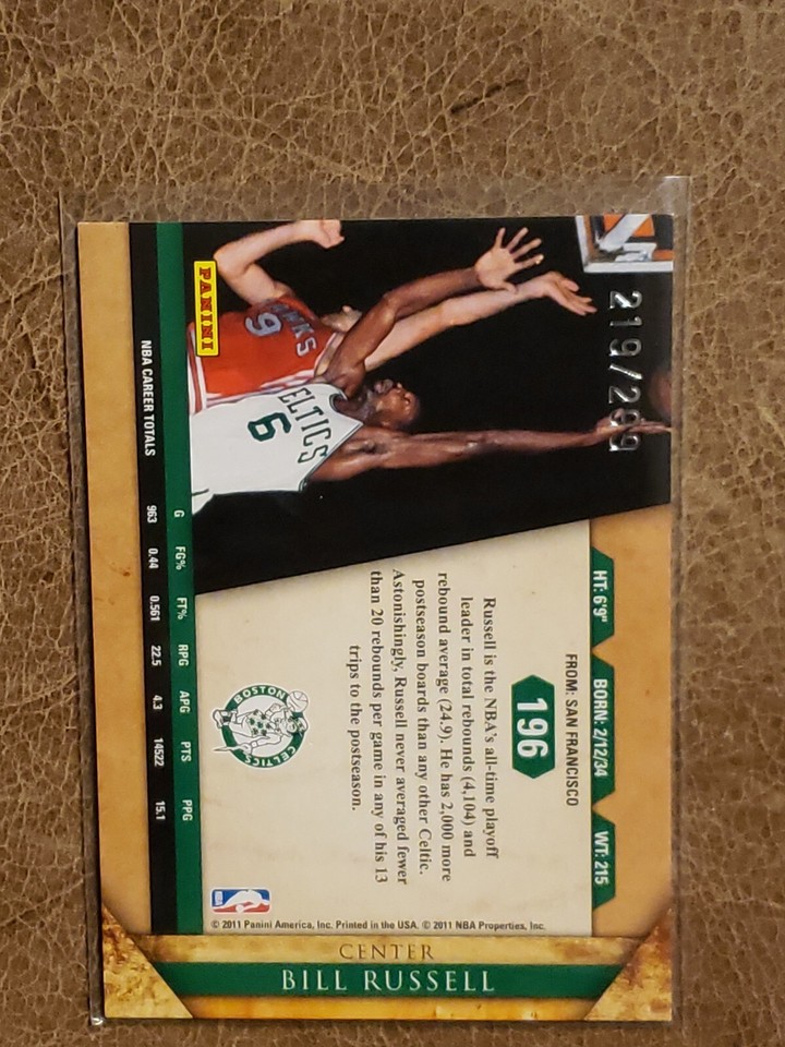 2011 Bill Russell Gold Standard 219/299 | eBay
