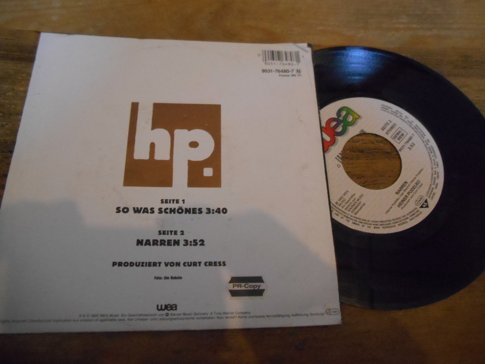 7" Pop Heiner Pudelko - So was Schönes / Narren (2 Song) WEA RECORDS ...