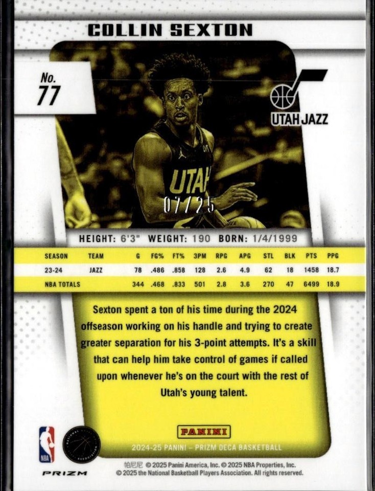 2024-25 Panini Prizm Deca #77 Collin Sexton Mojo #/25 | eBay