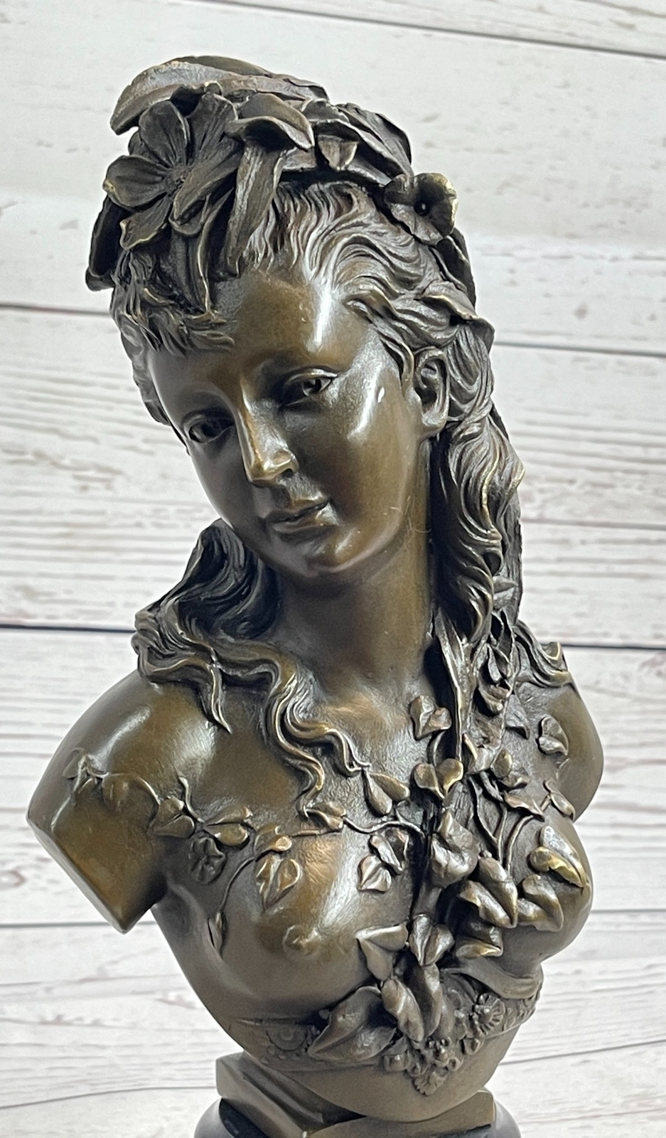 Bust of Forlorn Maiden Marble Art Deco Hot Cast Figurine Figure Bronze Sculpture | eBay