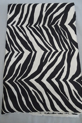 1 Yd 6" x 60"w SATIN Polyester Fabric Black White Zebra Animal Print ...