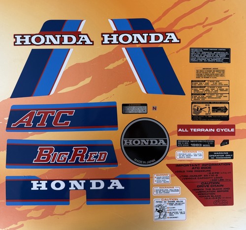 Honda 1983 ATC200E Big Red Complete Decal Kit ATC 200E 200 83 | eBay