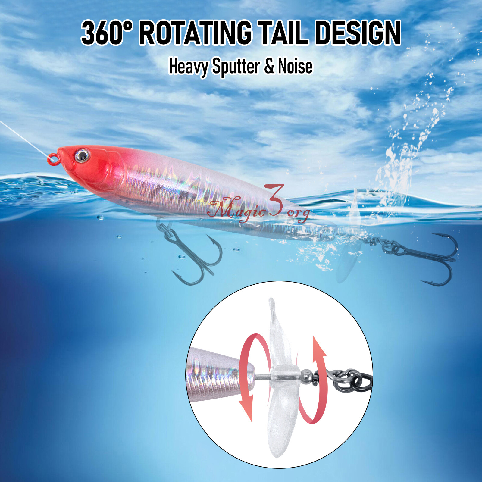 5 Pack Topwater Fishing Lure Lifelike 3D Floating Hard Bait with ...