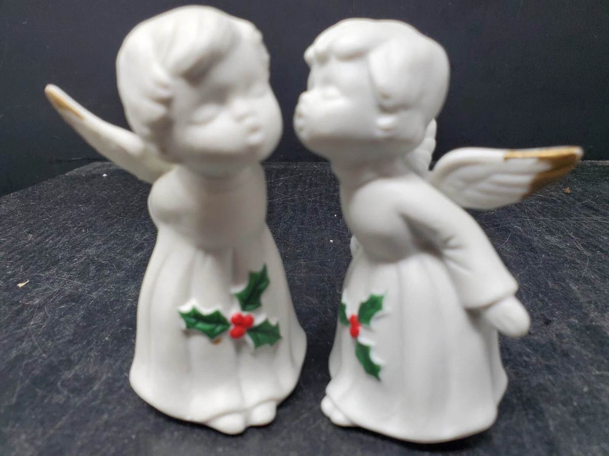 Porcelain Kissing Angel Figurines