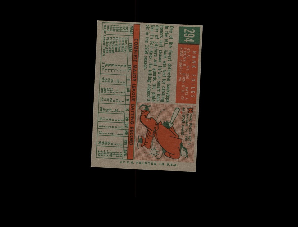 1959 Topps 294 Hank Foiles NM #D1,258027 | eBay
