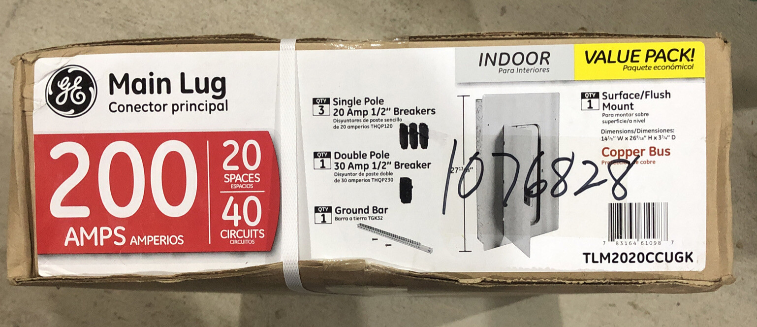 GE 200A 20 SPACES 40 CIRCUITS MAIN LUG PANEL INDOOR w/ BREAKERS ...