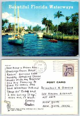 FLORIDA WATERWAYS CANAL SAILBOAT SPEEDBOAT Postcard V183 | eBay