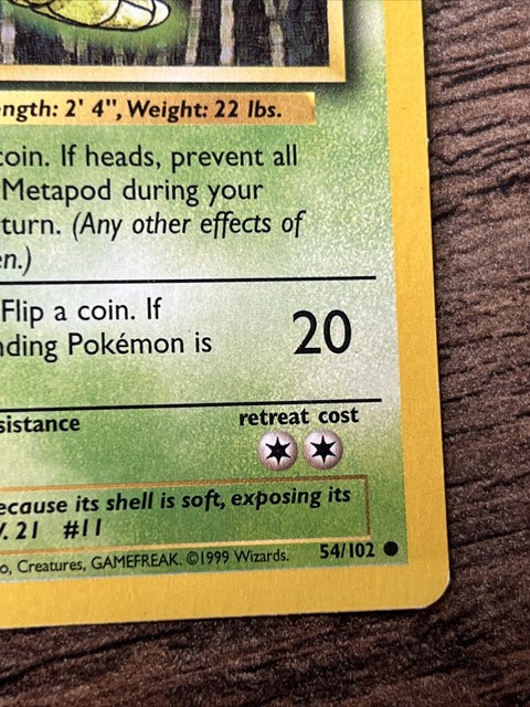 Pokémon TCG Metapod Base Set 54/102 Regular Unlimited Common for sale ...