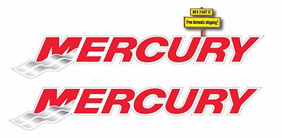 PAIR OF (2) MERCURY OUTBOARD MOTOR DECALS/STICKERS 1.4X8 BOATING ...