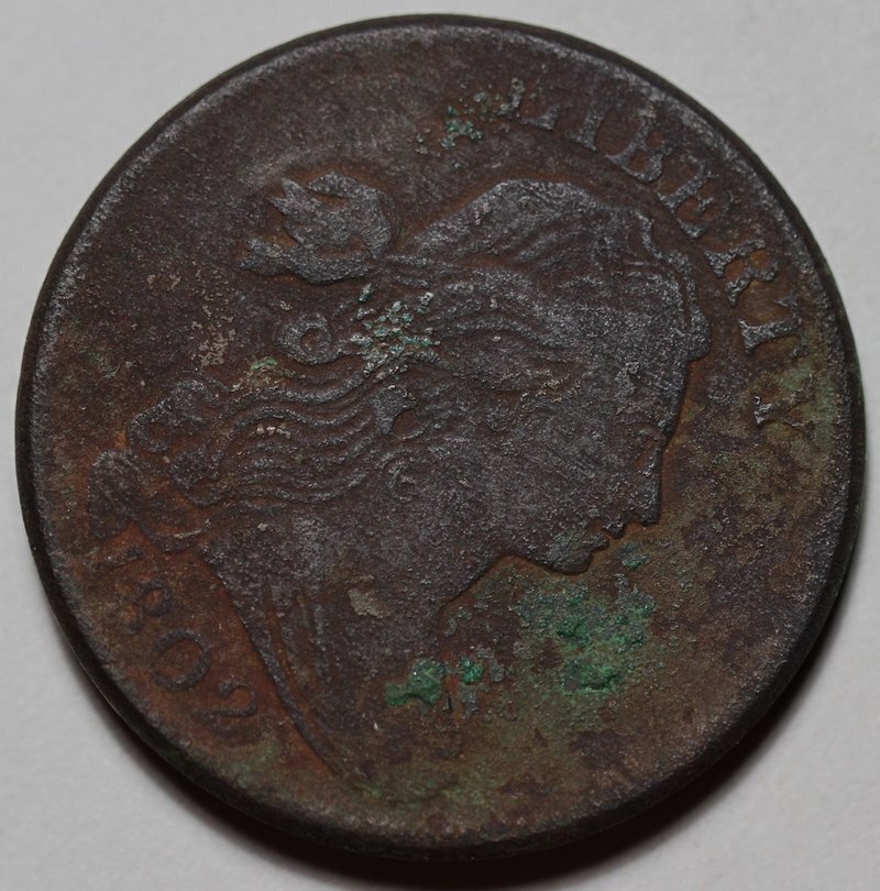 1802 Draped Bust Large Cent - With Stems - Corrosion - US 1c Copper ...