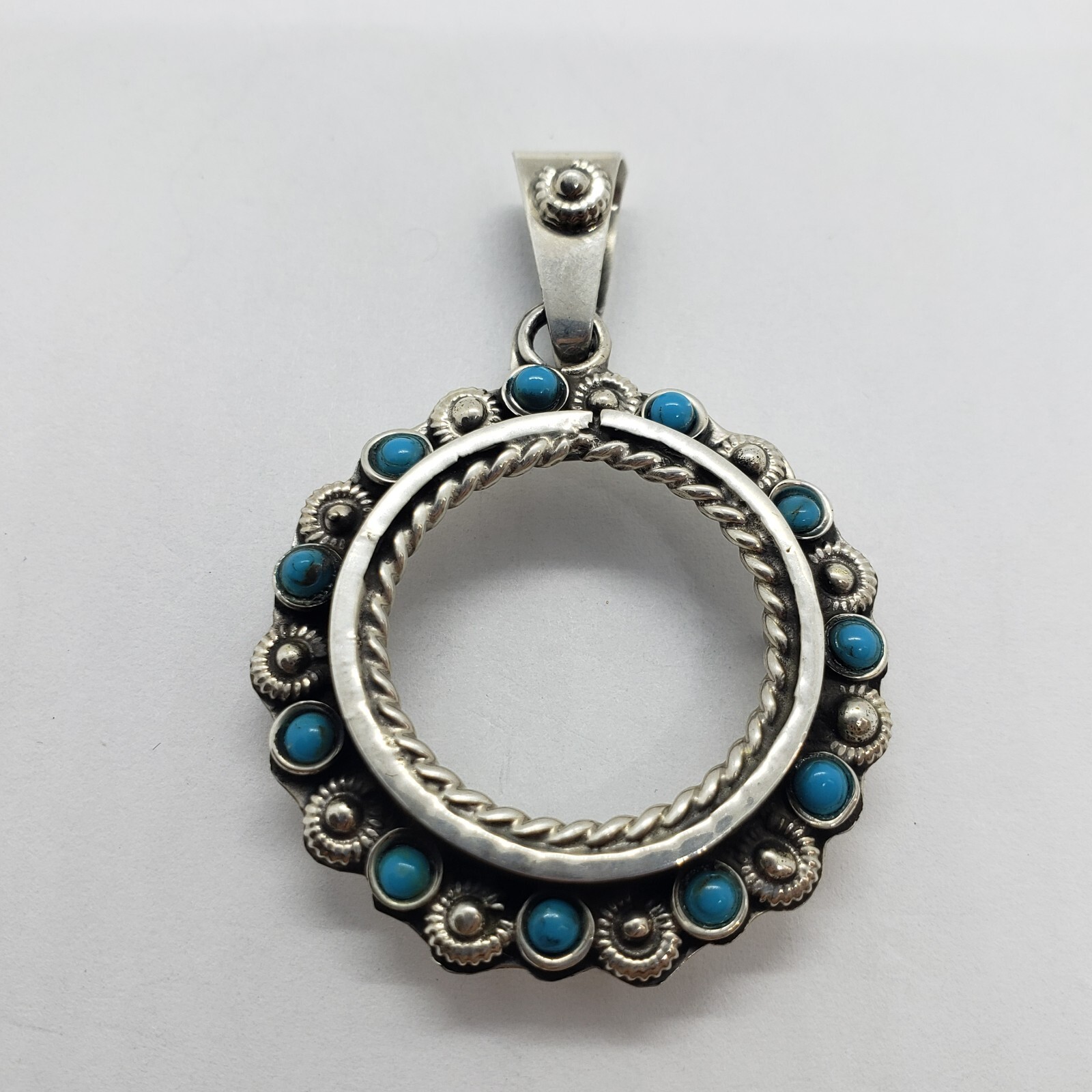 Sterling Silver Quarter Dollar Bezel 24 mm Coins Prong Back Flower Edge ...