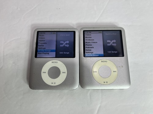 x2 Apple iPod Nano A1236 4GB 3rd Generation Silver, Tested And Working ...