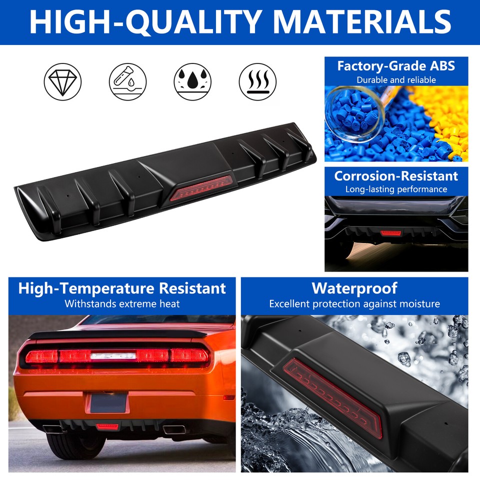 For 2013-2022 Honda Accord 7 Fins Rear Bumper Diffuser Spoiler Lip ...