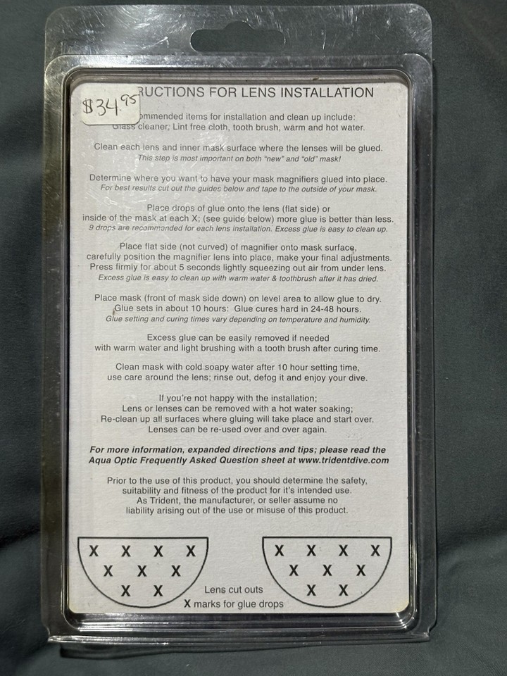 Trident Aqua-Optics Mask Magnifier Kit +3.0 Scuba Snorkel Mask | eBay