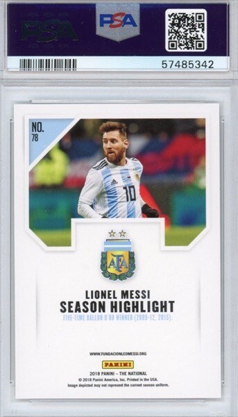 2018 Panini National #78 Lionel Messi Rainbow Spokes 19/49 PSA 10 Gem ...