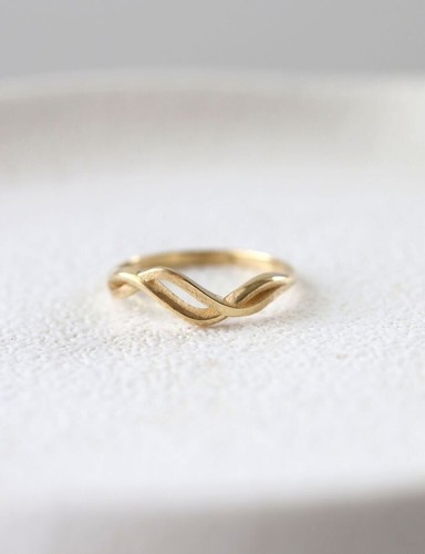 Double Wave Twisted Beautiful Anniversary Ring For Women In Pure 10K Yellow Gold | eBay