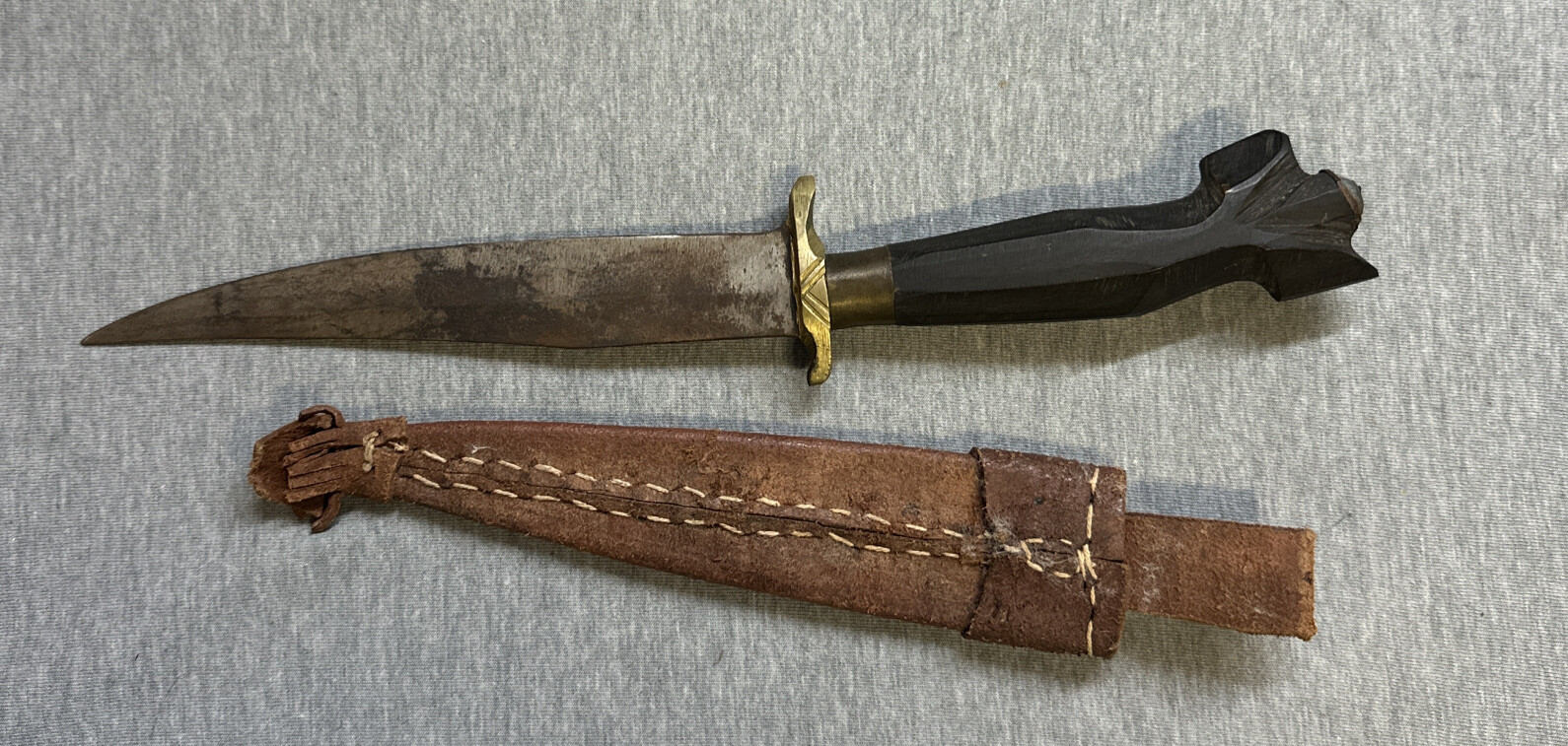 *Vintage Philippines Hand Made Dagger Knife w/Hand Made Leather Sheath ...