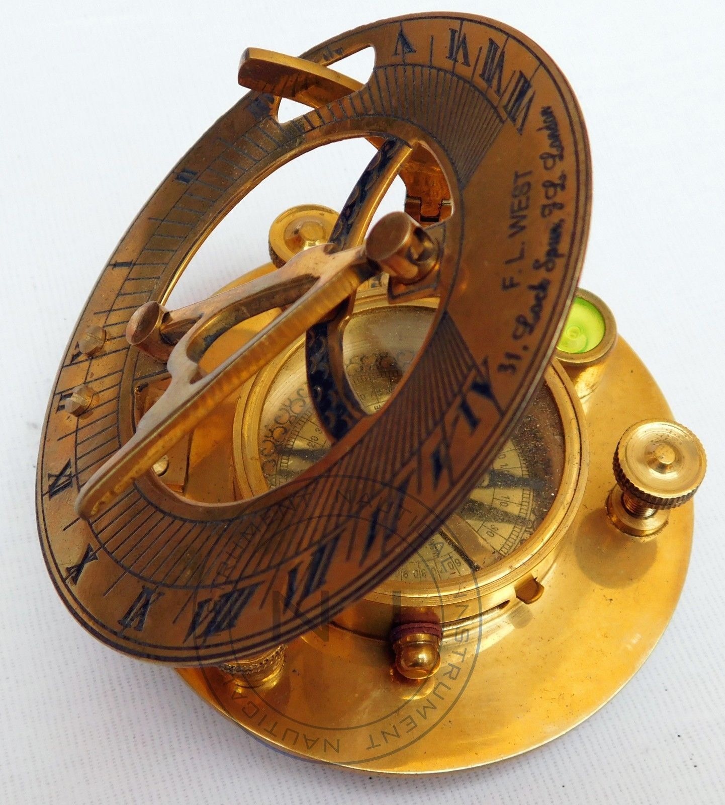 Brass Sundial Compass Antique Brass Pocket Compass Lock Spun Marine | eBay