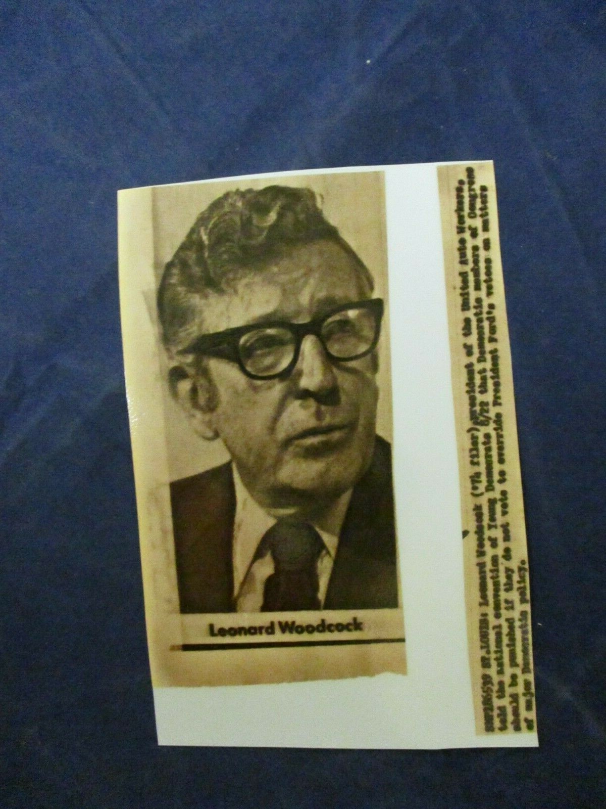 1974 Leonard Woodcock United Auto Workers President #2 Vintage Wire ...