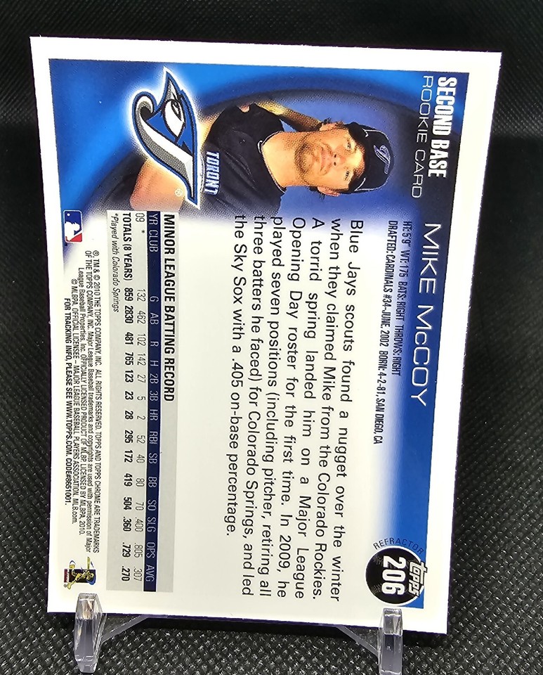 2010 Topps Chrome X-Fractor Refractor Mike McCoy Rookie Toronto Blue ...