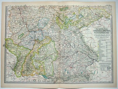 SW Germany - Original 1897 Map by The Century Company. Antique | eBay