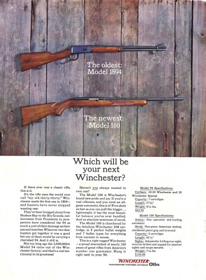 1961 Winchester Model 1894 & 100 Rifles Wooden Vintage Magazine Print ...