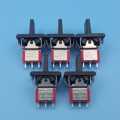 5Pcs SH R8016A-P14 3Pin Momentary MOM-OFF-MOM SPDT Mini Paddle Toggle ...