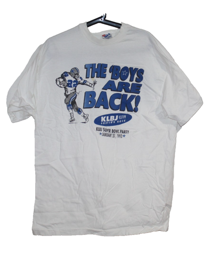 VTG 1993 KLBJ 93.7 FM Austin Rock Super Bowl T Shirt Hanes Beefy USA XL ...