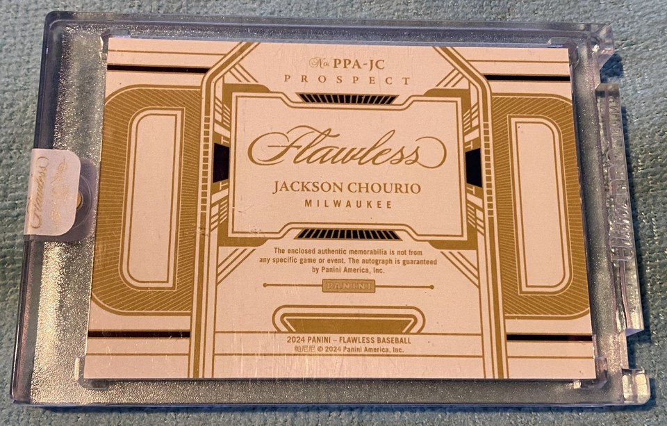 Jackson Chourio 2024 Panini Flawless Autograph Jumbo Logo Patch #09/10 ...