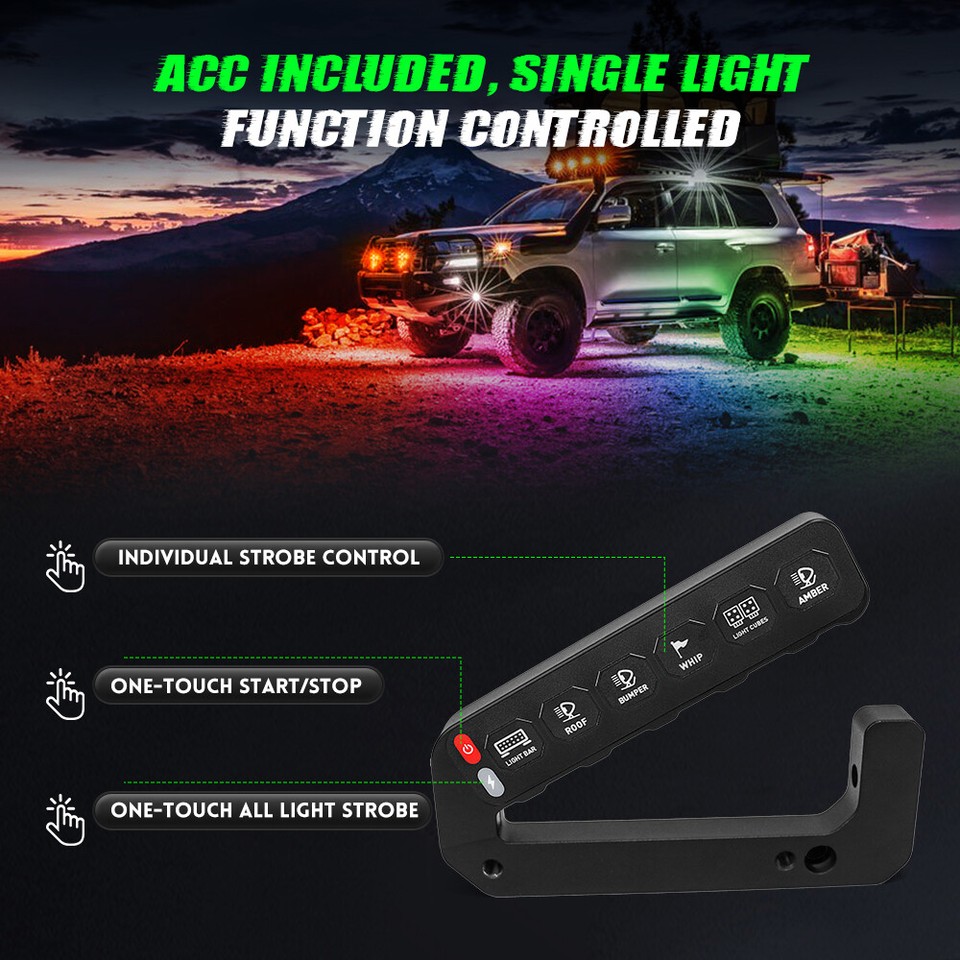 6/8/12 Gang APP/Wireless/Remote Control Switch Panel For Jeep Wrangler ...