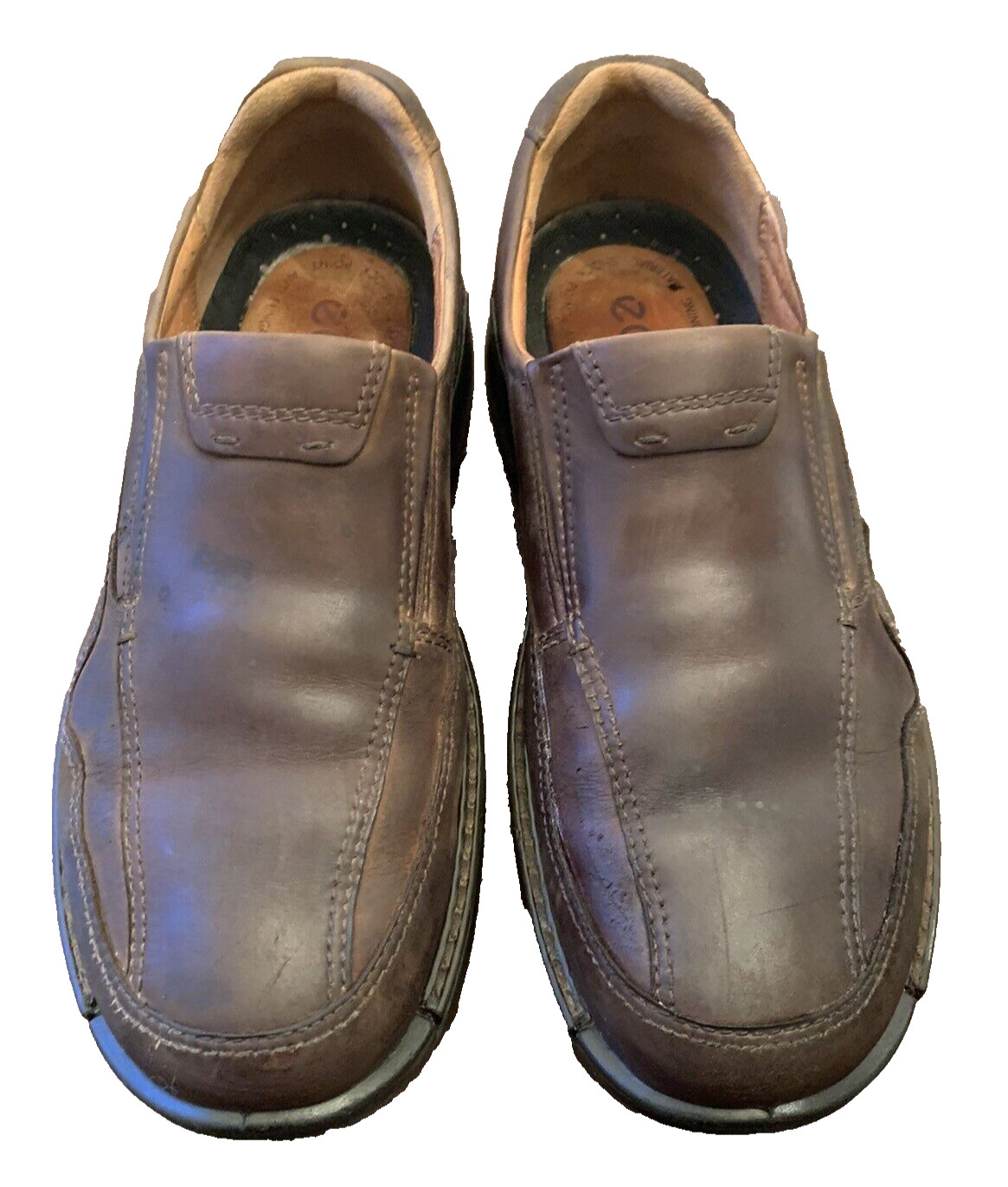 Ecco Mens brown leather casual Comfort Bicycle Toe Sl… - Gem