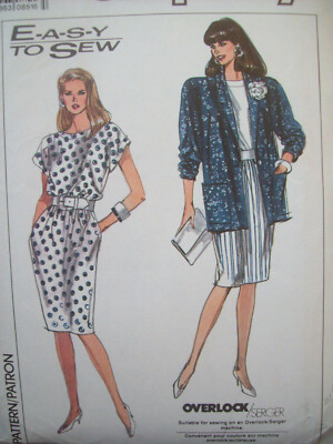 Vintage Simplicity Pattern 9045 Cap Sleeved Dress & Jacket EASY Size 12 ...