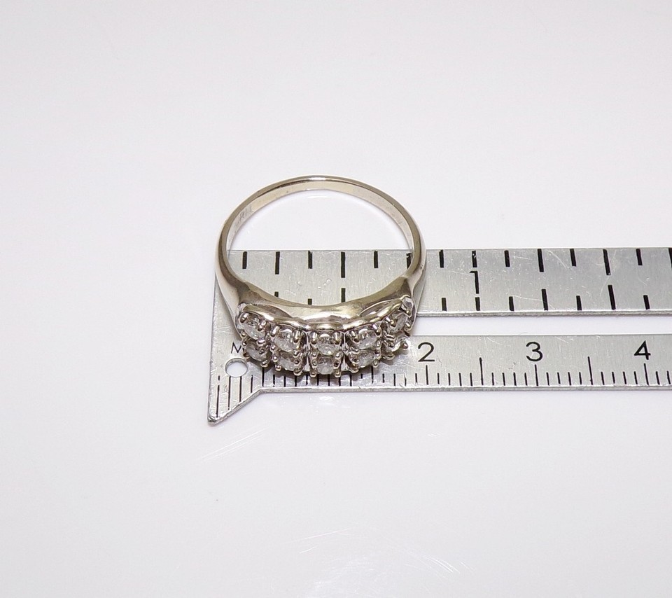 Vtg 14K White Gold 0.40ctw. Round Cut Diamond Double Row Ring Size 7.5 ...