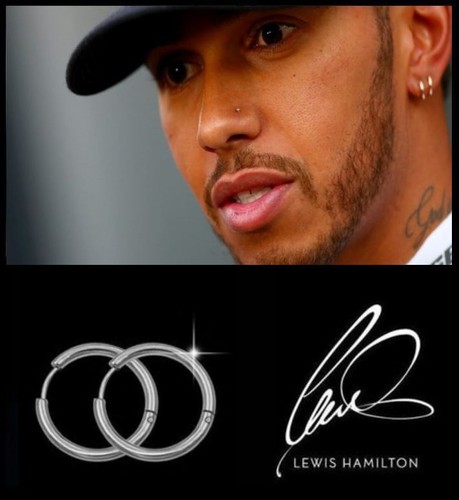 Men’s/Boy’s: Lewis Hamilton, One Pair, 9ct White Gold Plated 8mm Hoop ...