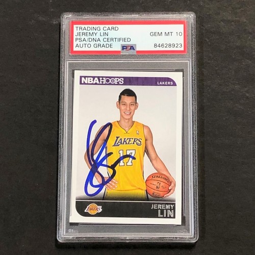 2014-15 NBA Hoops #191 Jeremy Lin Signed Card AUTO 10 PSA Slabbed ...