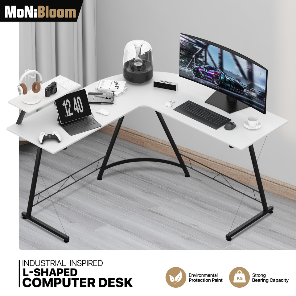 50"L-Shaped Computer Corner Desk Office Workstation Laptop Table w ...