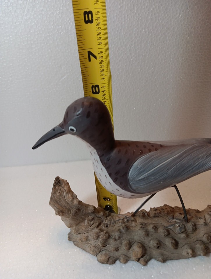 Vintage Spotted Sandpiper On Driftwood Folk Art Shore birds Handcrafted ...