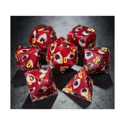 Crystal Maggie Dice Poly Set - Many Eyes w/Gold (7) New | eBay Australia