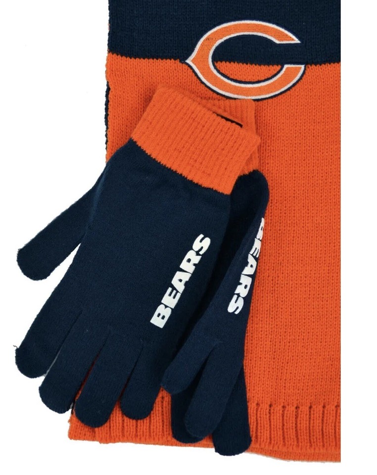 NEW 3 Piece NFL Chicago Bears Colorblock Scarf & Glove Gift Set | eBay
