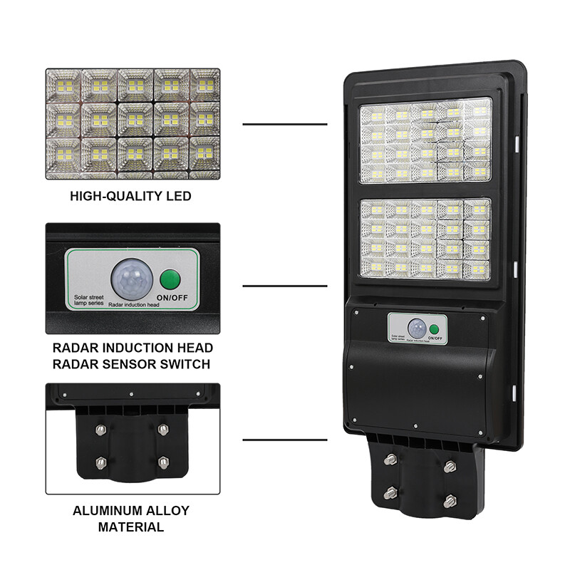 Outdoor Commercial 60/90/150/250W LED Solar Street Light IP67 Radar ...