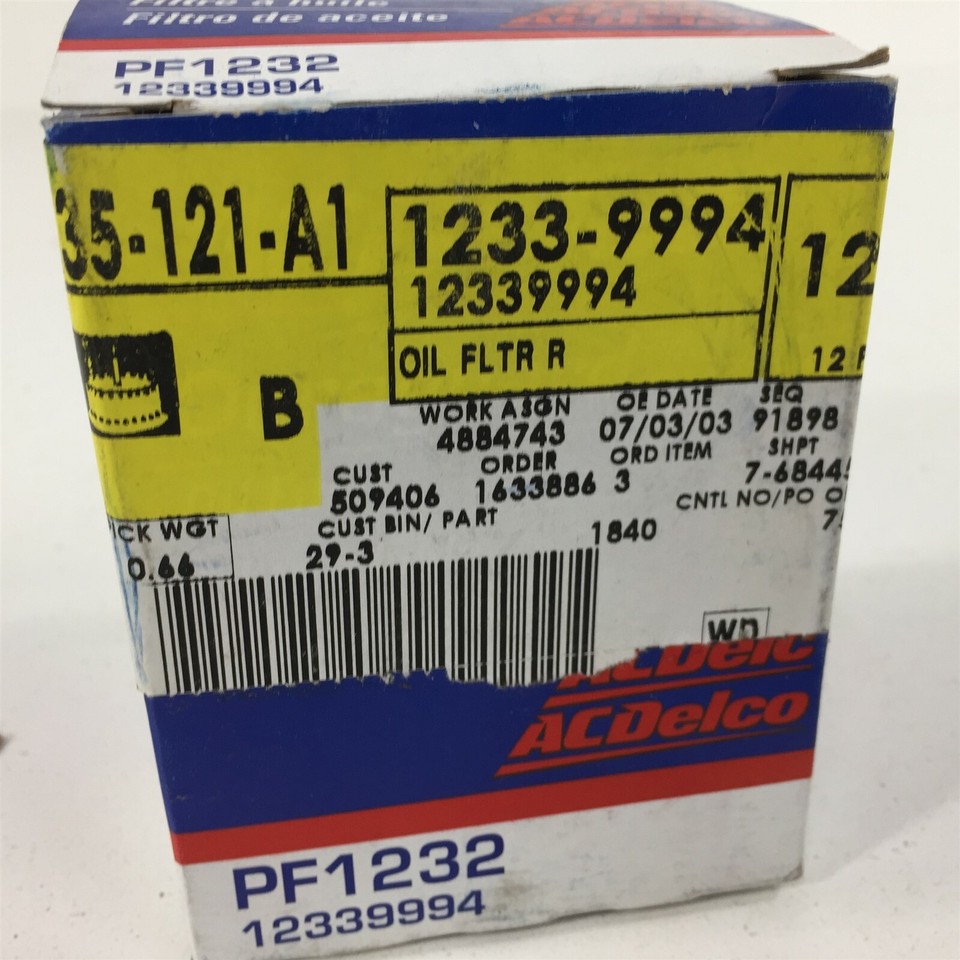 (1) Genuine AC Delco PF1232 GM 12339994 Oil Filter | eBay