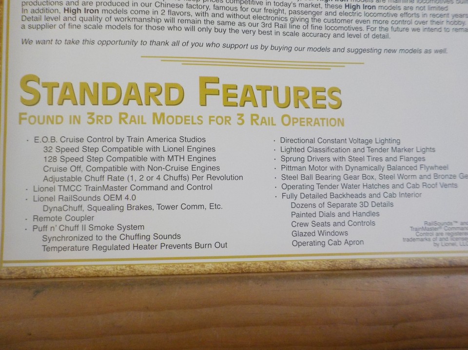 Sunset Models 2003 Fall 3rd Rail Standard Features PRR SP B&O UP | eBay