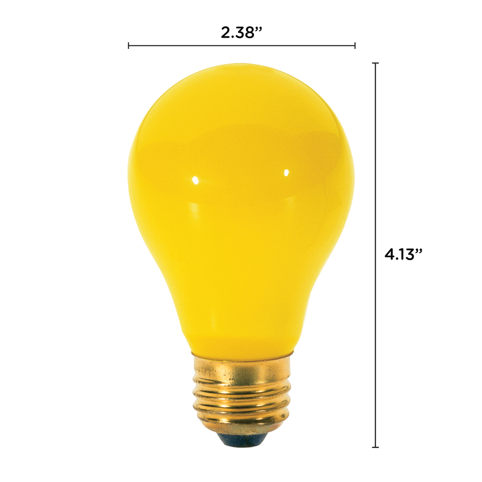 Pack YELLOW BUG LIGHT BULBS 40W Watt A19 Medium E26 120V 40A/Bug 40A/YB ...