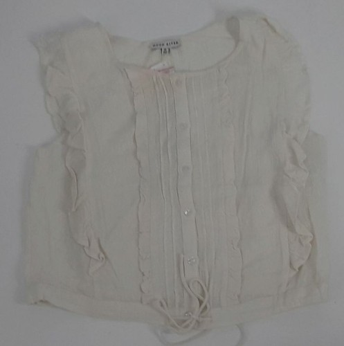 $160 Moon River Women's White Ruffle Sleeveless Scoop-Neck Button Top ...