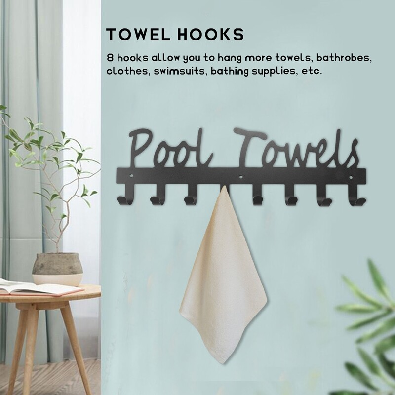 Pool Towel Hooks for Bathroom Wall Mount Towel Rack Towel Holder ...