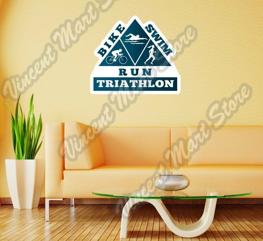 Triathlon Bike Swim Run Sport Wall Sticker Room Interior Decor 25"X20 ...