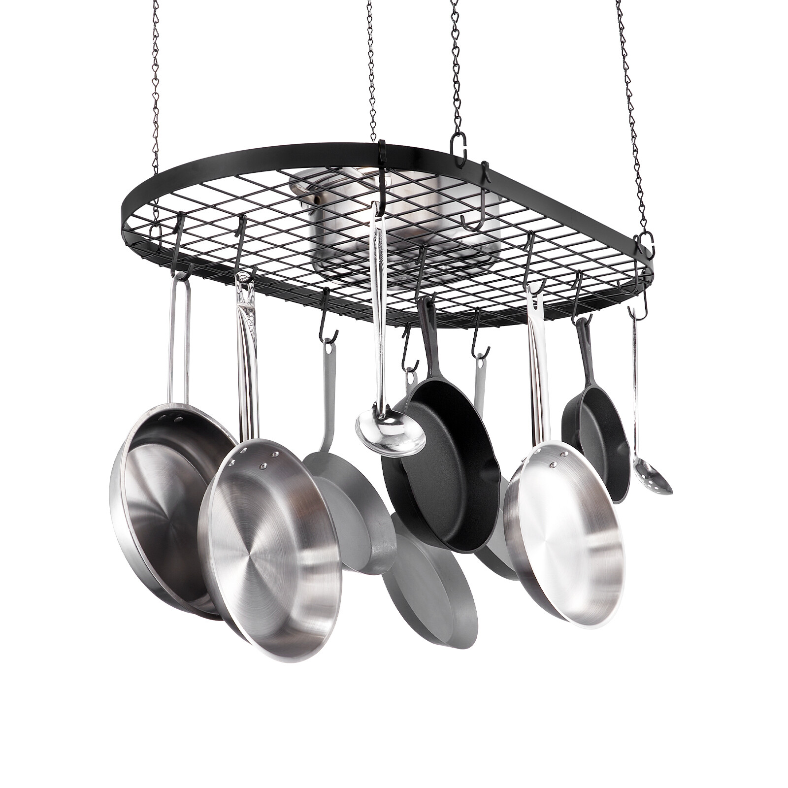 VEVOR Pot and Pan Rack for Ceiling w/ Hooks - Oval Mounted Mounted ...