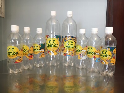 SIMPSONS *rare* Lot of 8 CC LEMON Soda Bottles Japan Suntory 2001 Bart ...