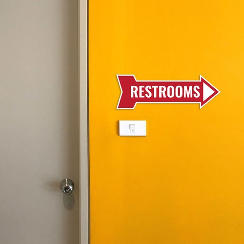 Arrow Shape Restrooms 12x4" Wall or Door Sign | Bathroom Signage | eBay