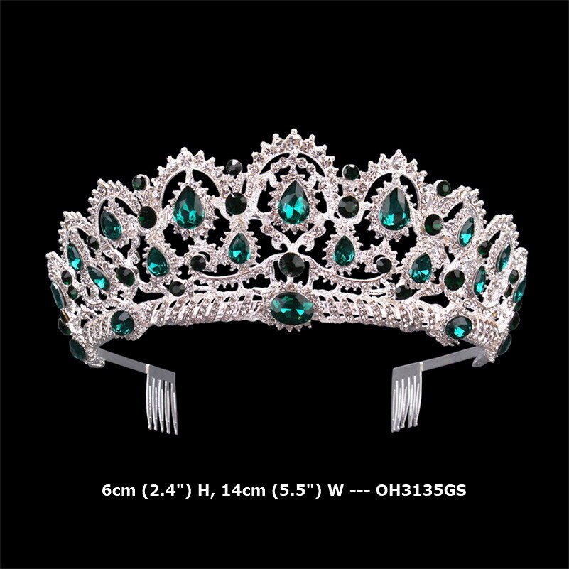 55 Styles Green Crystal Queen Princess Tiara Crown Wedding Princess For ...